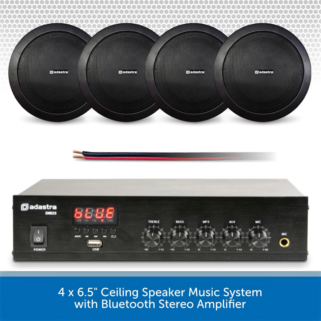 4 x 5.25" Ceiling Speaker Music System with Bluetooth Amp | Audio Volt