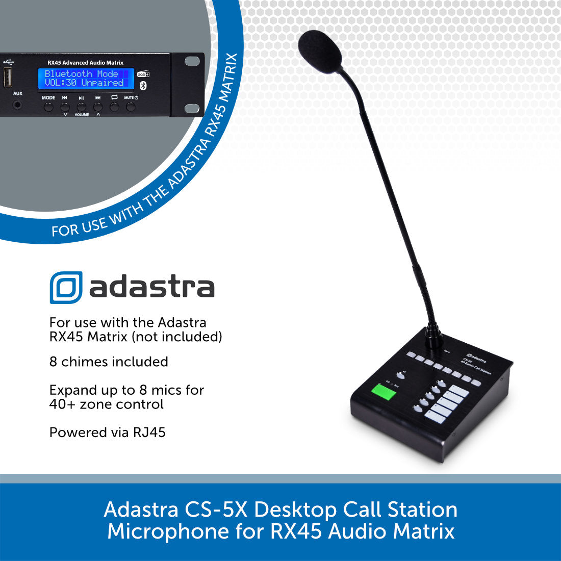 Adastra CS-5X Desktop Call Station for RX45 Audio Matrix | Audio Volt