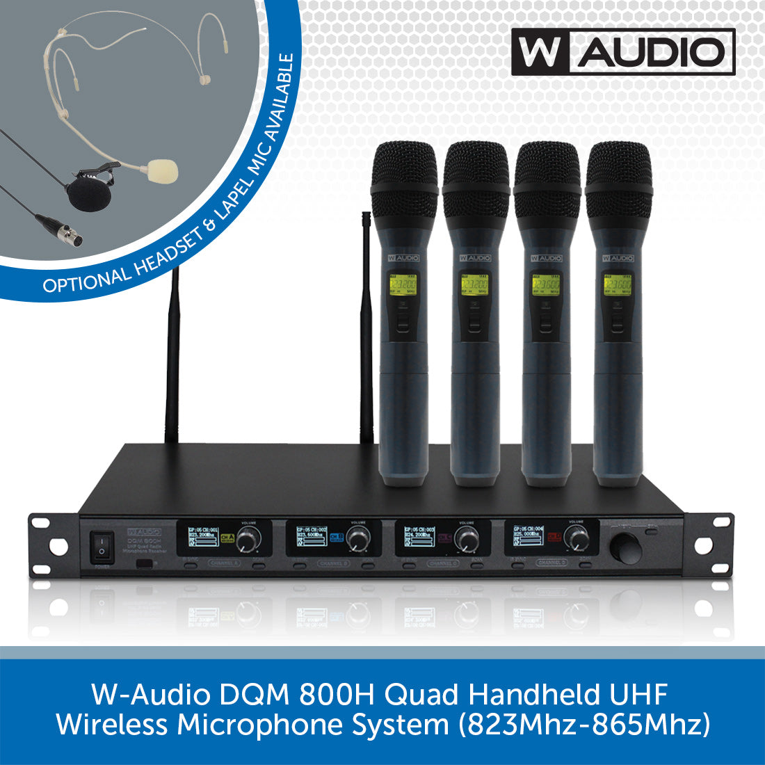 W-Audio DQM800H Quad Handheld Wireless Microphone System | Audio Volt