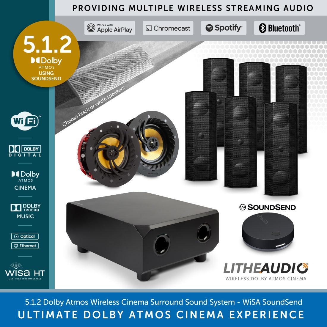 Lithe Audio 5.1.2 Dolby Atmos Wireless Surround Sound Kit | Audio Volt