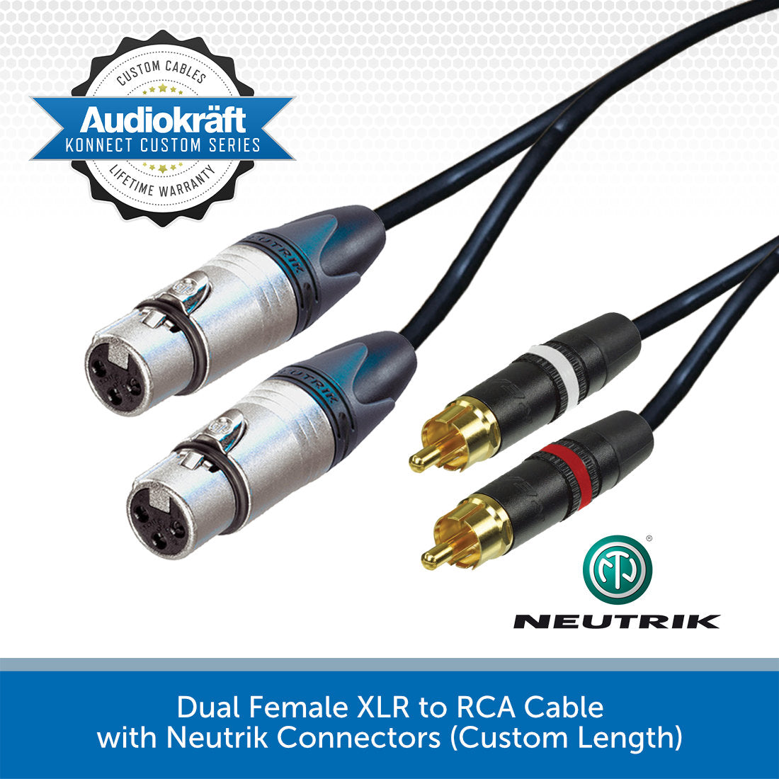 AudioKraft Konnect Custom Twin Female XLR - RCA Cable | Audio Volt