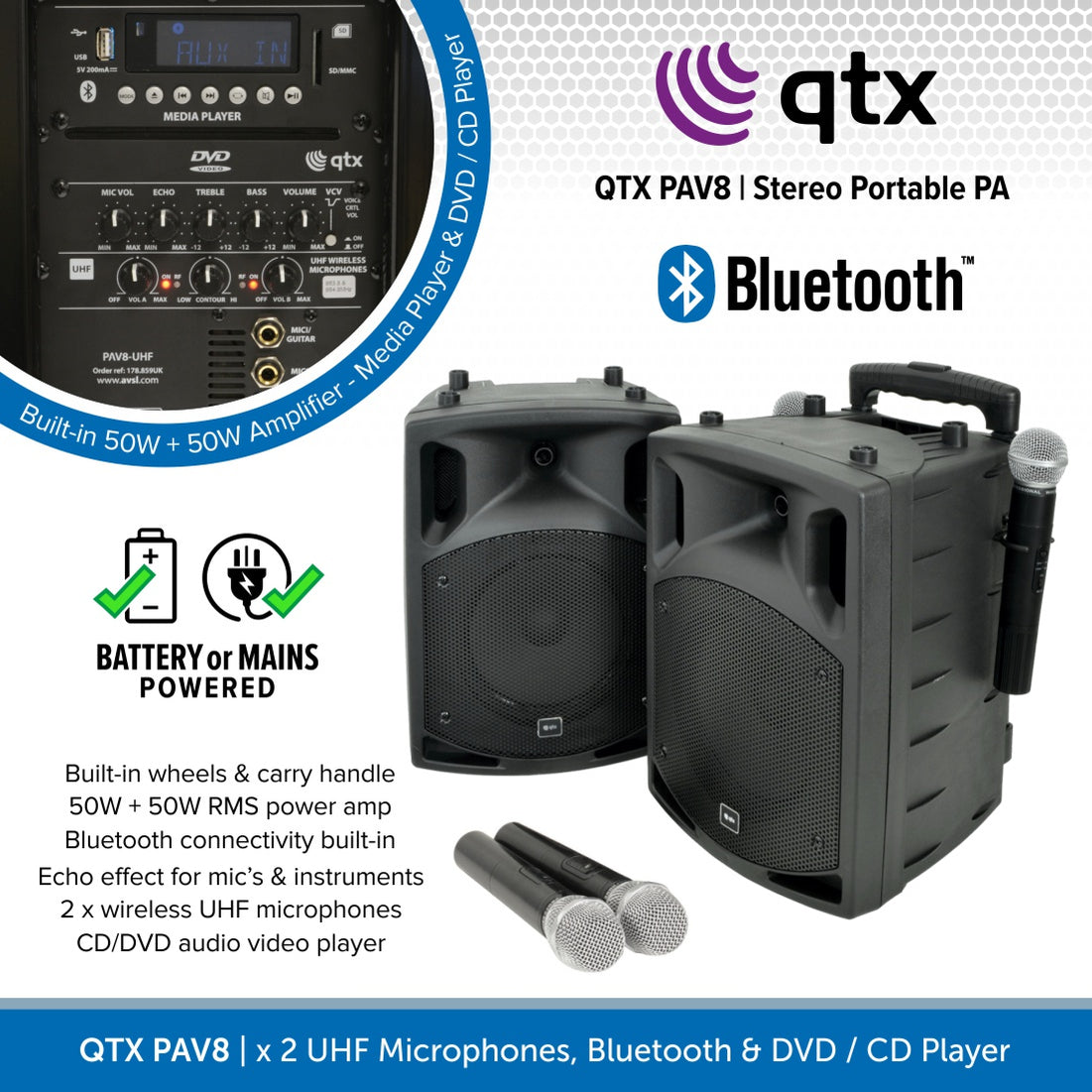 QTX - Portable PA Speakers & Audio Accessories | Audio Volt — Audio Volt