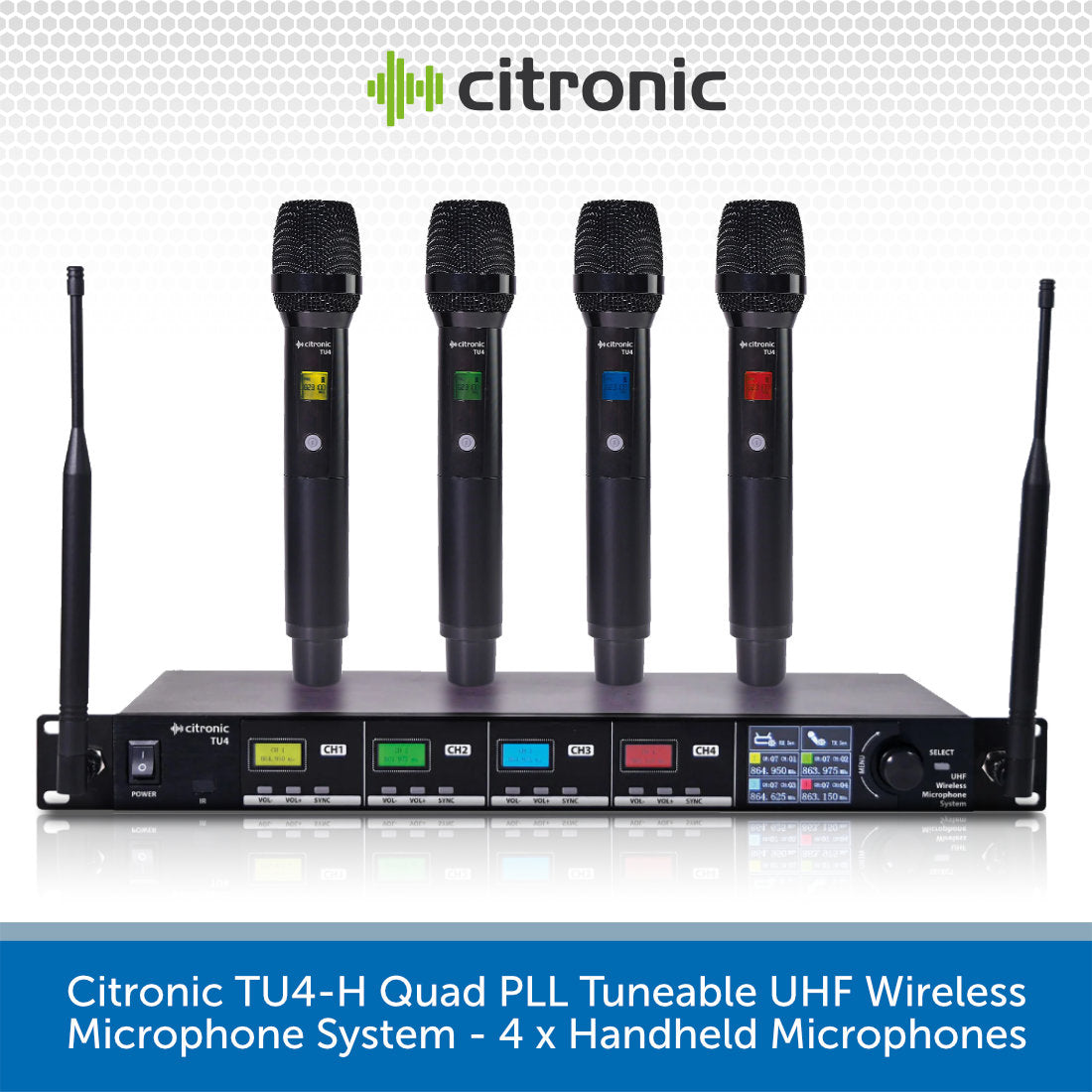 Citronic TU4-H Quad Handheld UHF Wireless Mic System | Audio Volt