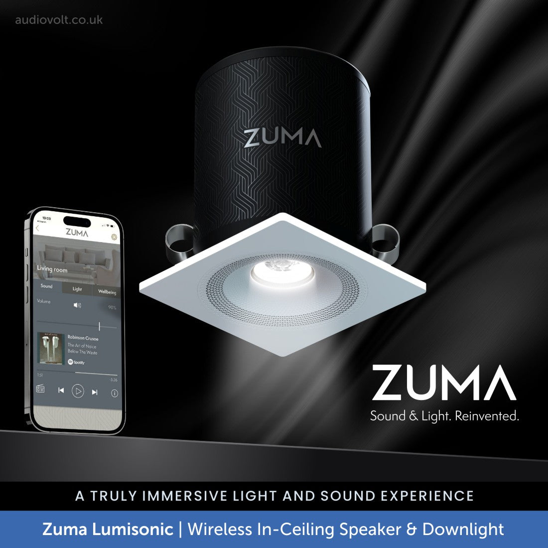 Zuma Lumisonic Wireless Ceiling Speaker & Downlight | Audio Volt