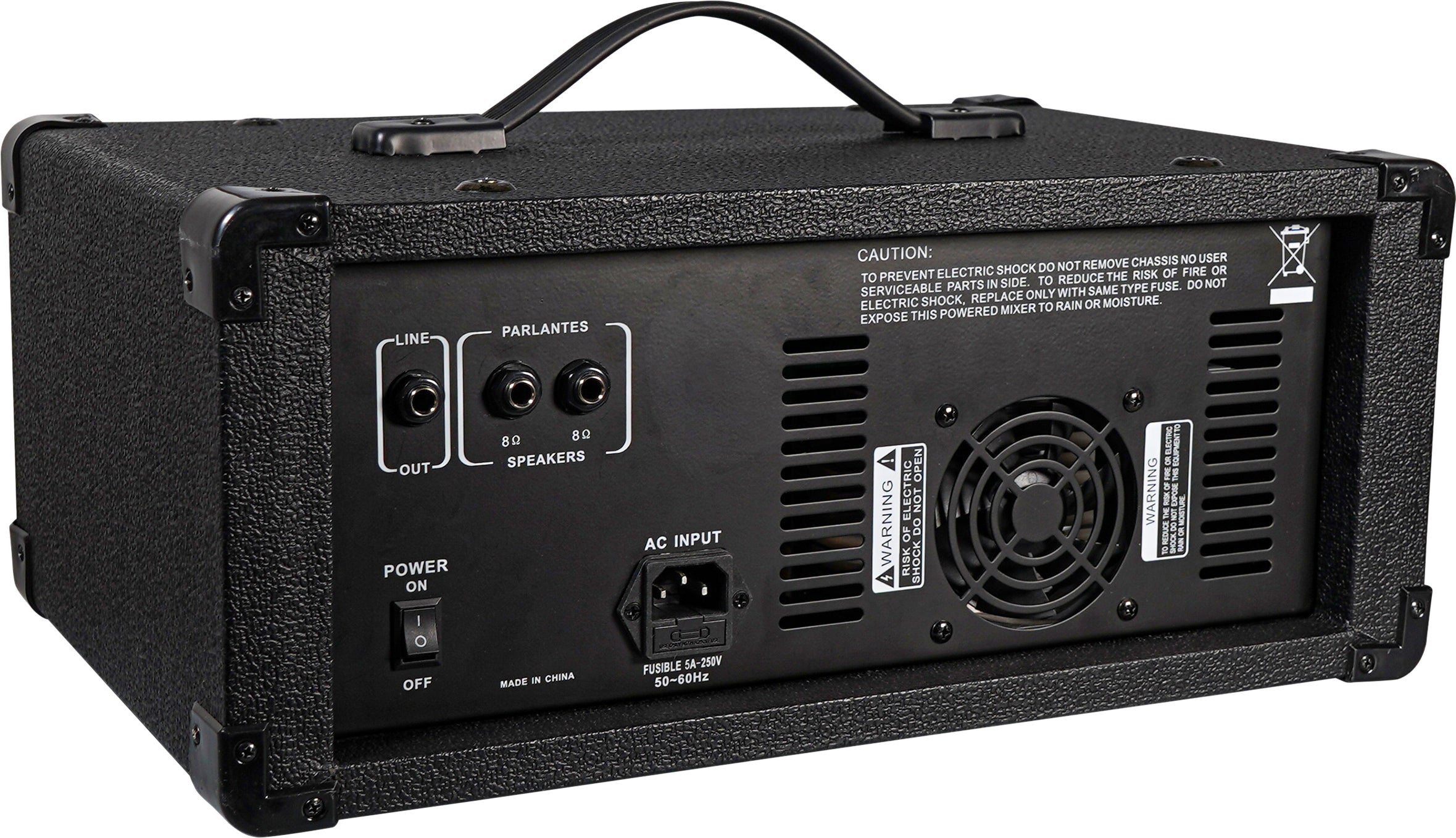 120W Powered PA Mixer Amp with 2x 8" PA Speakers & Cables | Audio Volt