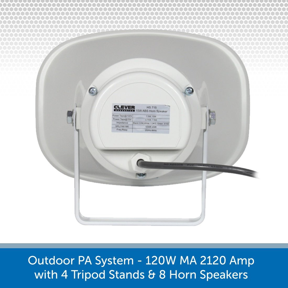 Weatherproof Horn Speaker Outdoor PA System with Stands | Audio Volt