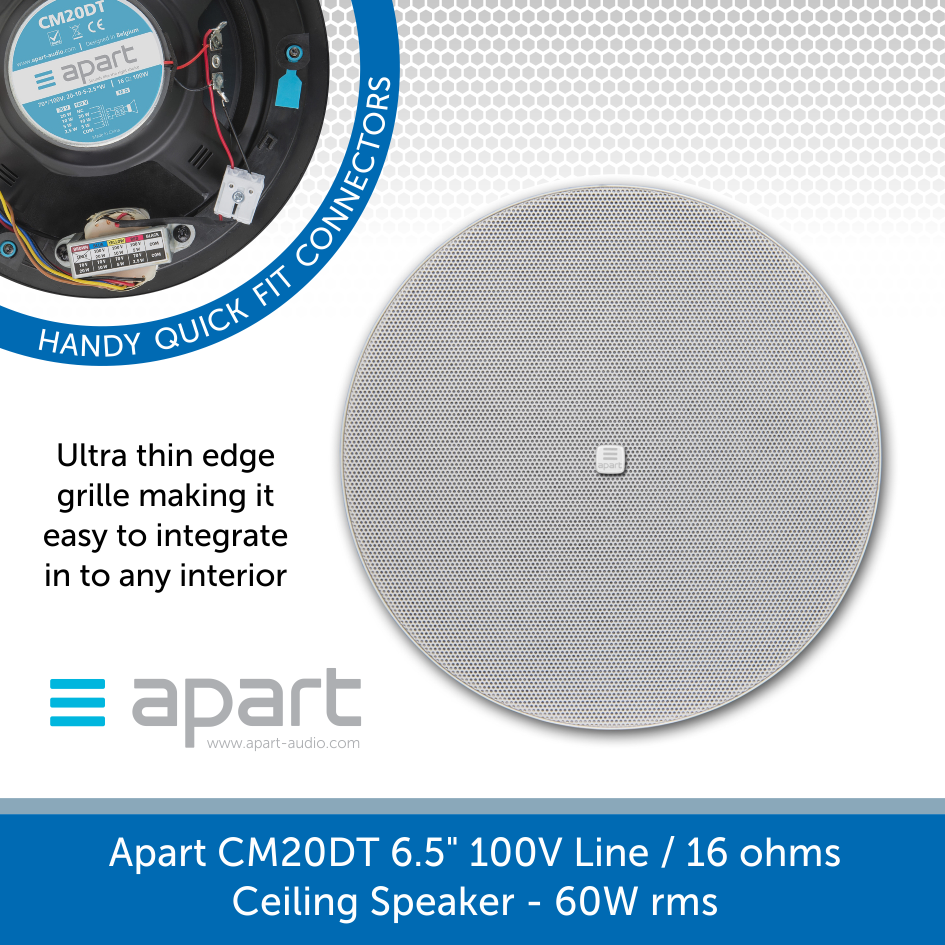 Apart CM20DT 6.5" Thin Edge Ceiling Speaker 20W, 100V/16 Ohm
