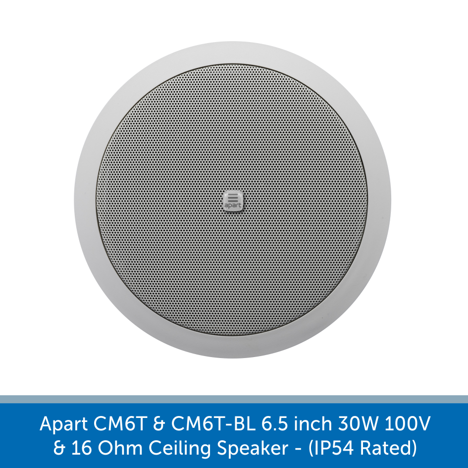 Apart CM6T & CM6T-BL 6.5" Ceiling Speakers 6W, 100V/16 Ohm, IP54