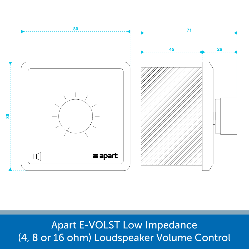 Apart E-VOLST 4, 8 or 16 Ohm Loudspeaker Volume Control | Audio Volt
