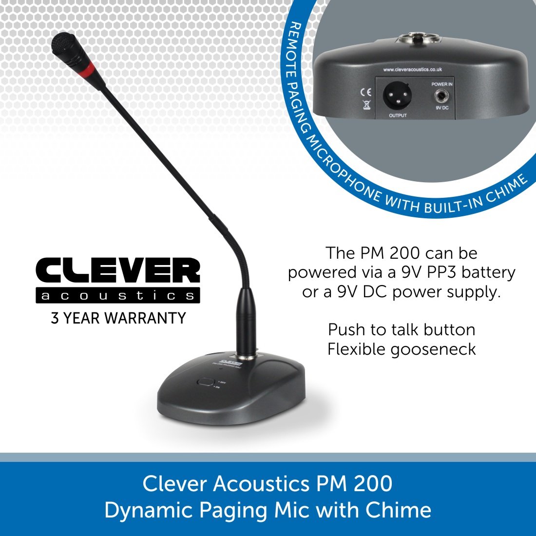 Clever Acoustics PM 200 Dynamic Paging Mic with Chime | Audio Volt
