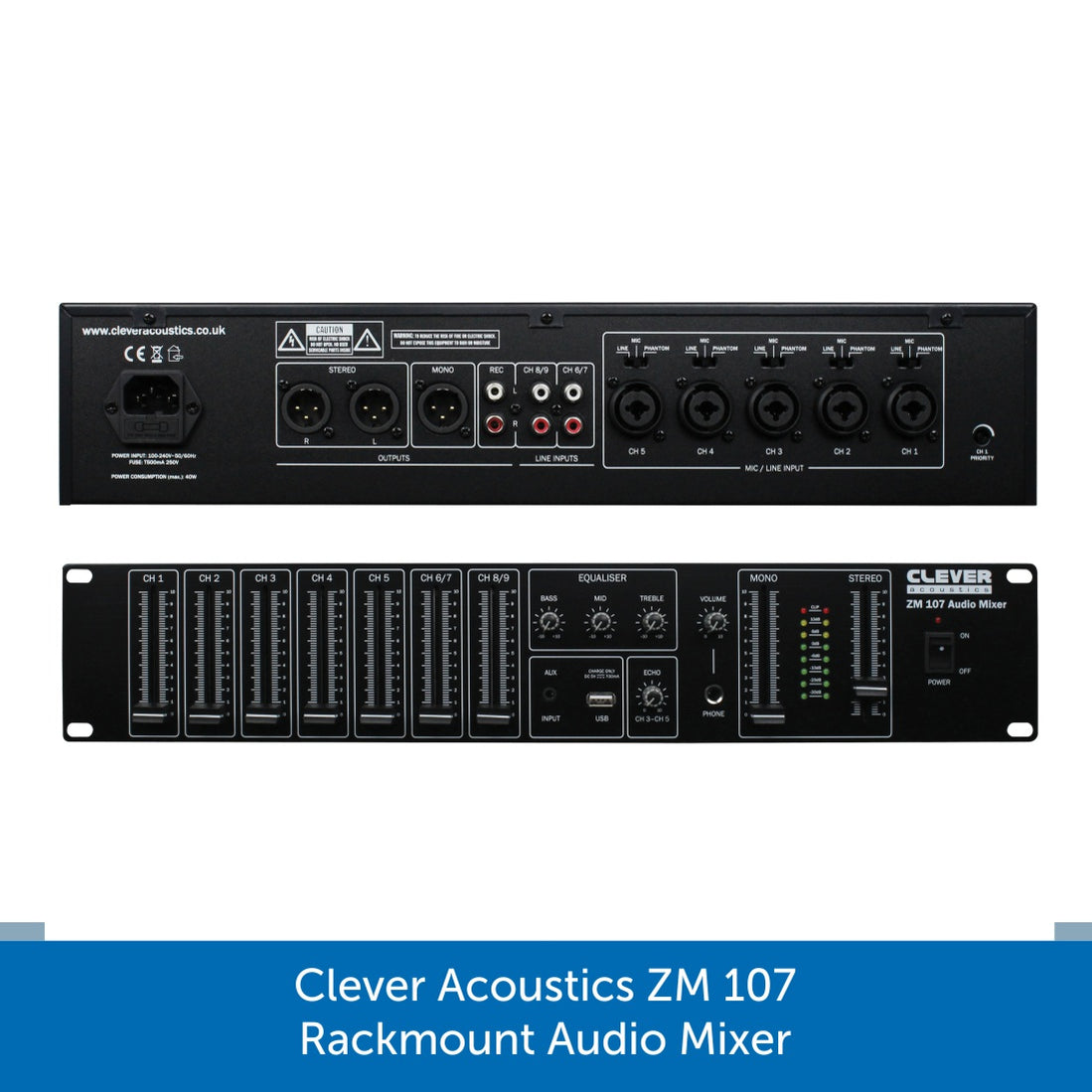 Clever Acoustics ZM 107 Rackmount Audio Mixer with Echo | Audio Volt