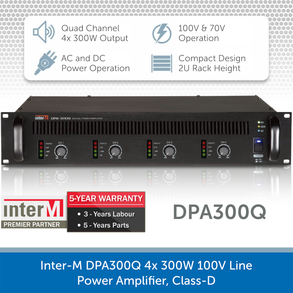 Inter-M DPA300Q 4x 300W 100V Line Power Amplifier Class-D | Audio Volt