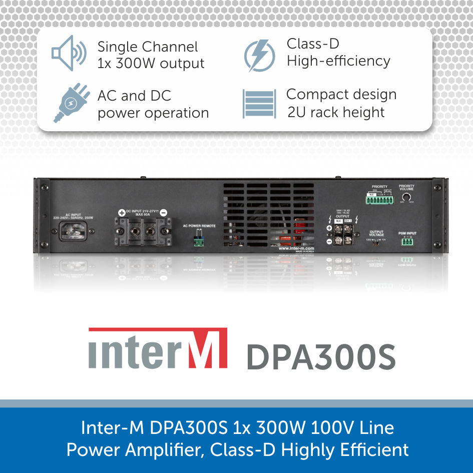 Inter-M DPA300S 300W 100V Line Power Amplifier, Class-D | Audio Volt
