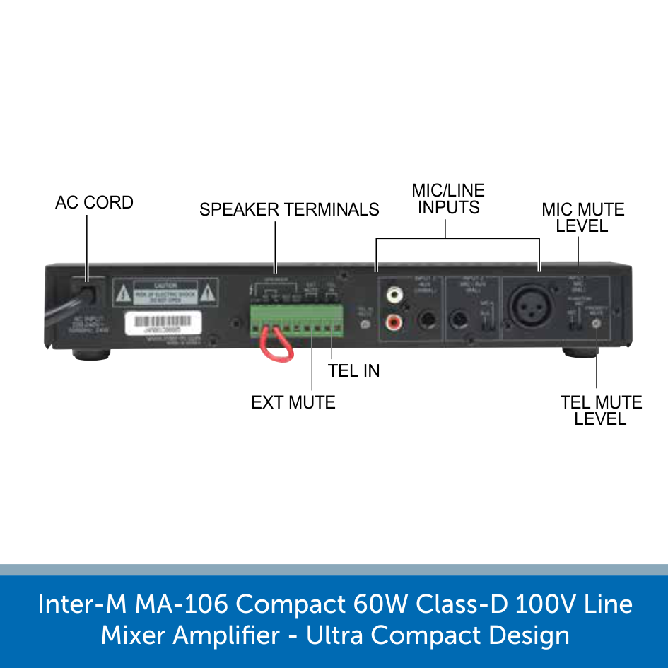 Inter-M MA106 Compact 60W 100V Line Mixer Amplifier | Audio Volt