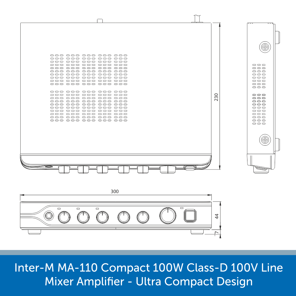 Inter-M MA110 Compact 100W 100V Line Mixer Amplifier | Audio Volt