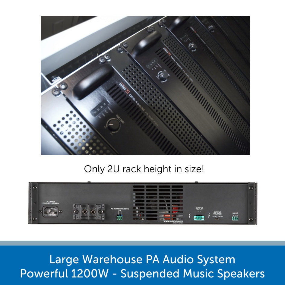 Large Warehouse PA Audio System with Suspended Speakers | Audio Volt