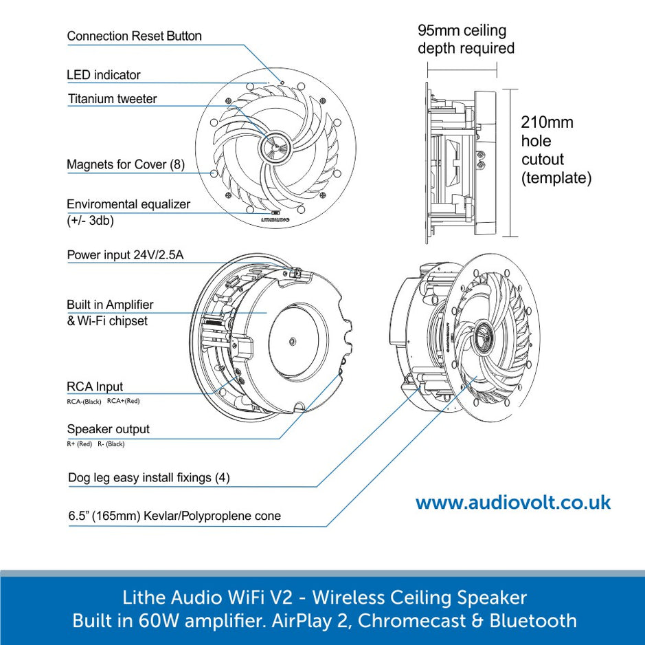Lithe Audio WiFi V2 Multi Room Ceiling Speakers - Audio Volt