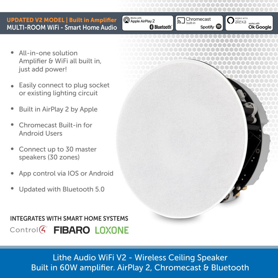 Lithe Audio WiFi V2 Multi Room Ceiling Speakers - Audio Volt