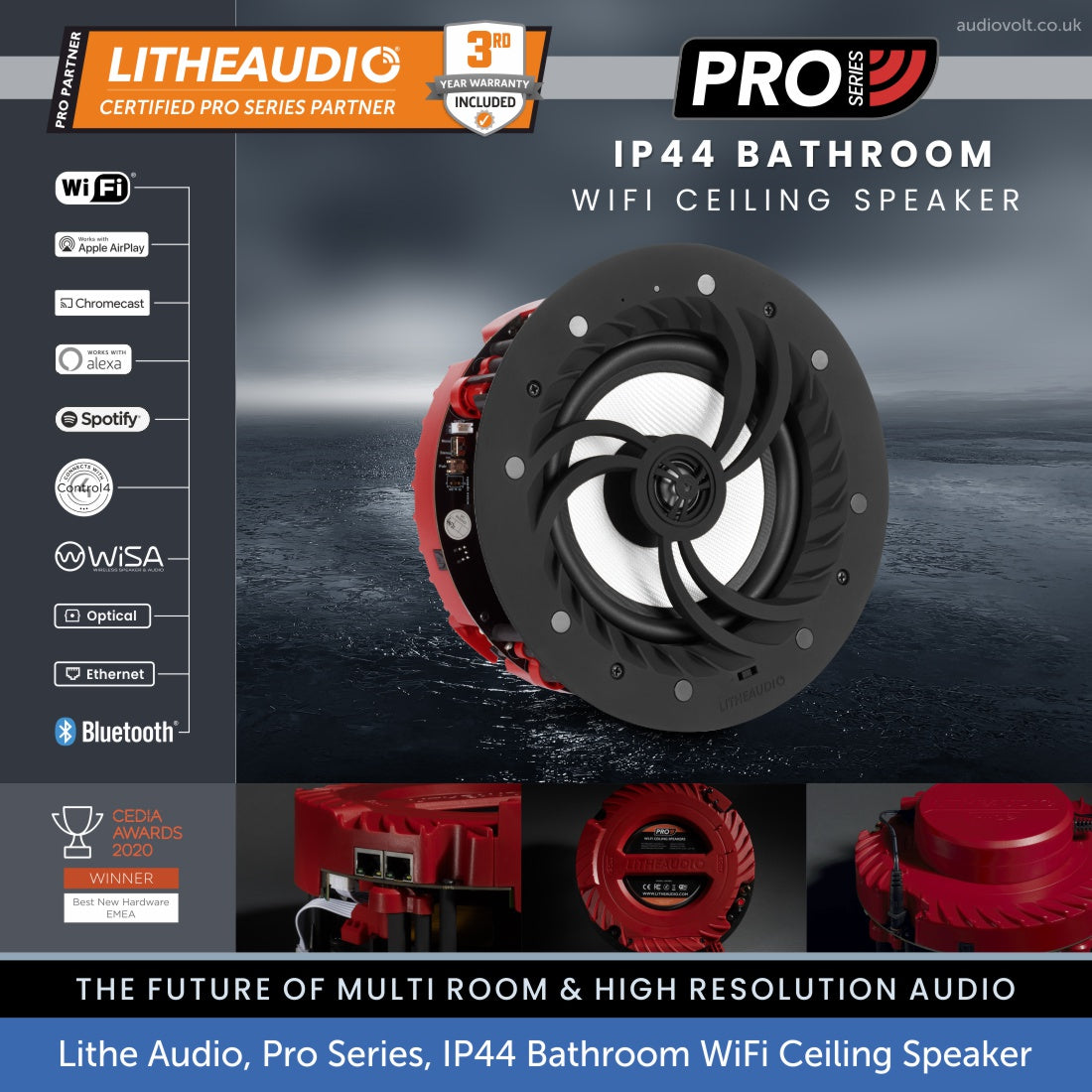 Lithe Audio Pro Series IP44 Bathroom WiFi Ceiling Speaker | Audio Volt