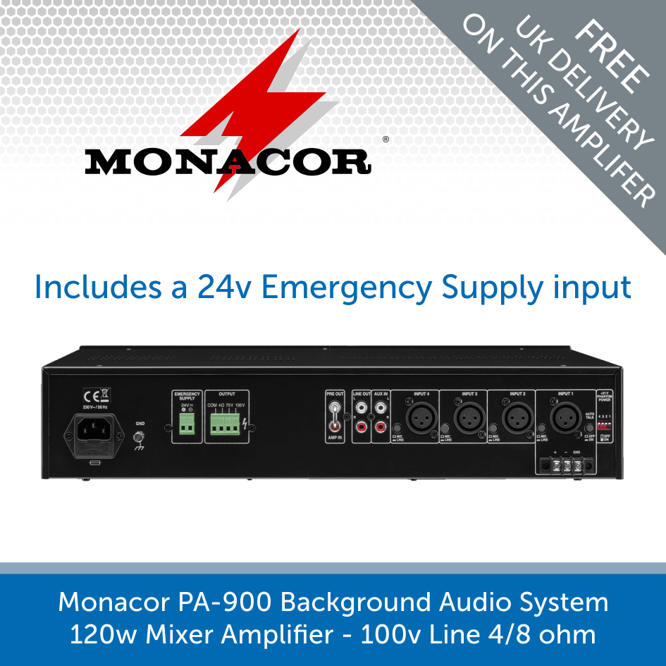 Monacor PA-900 120w Background Audio Amplifier 100v line | Audio Volt