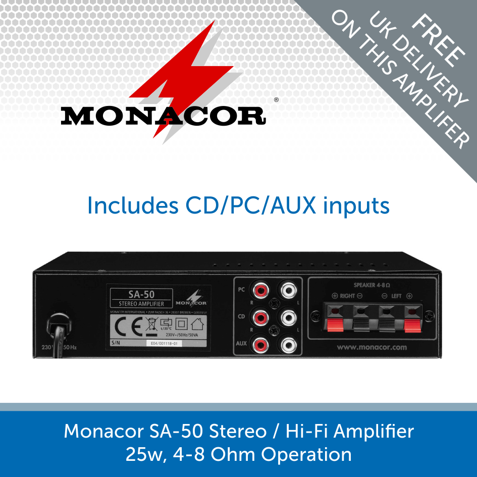 Monacor SA-50 Stereo / Hi-Fi Amplifier - 25W, 4-8 Ohms | Audio Volt