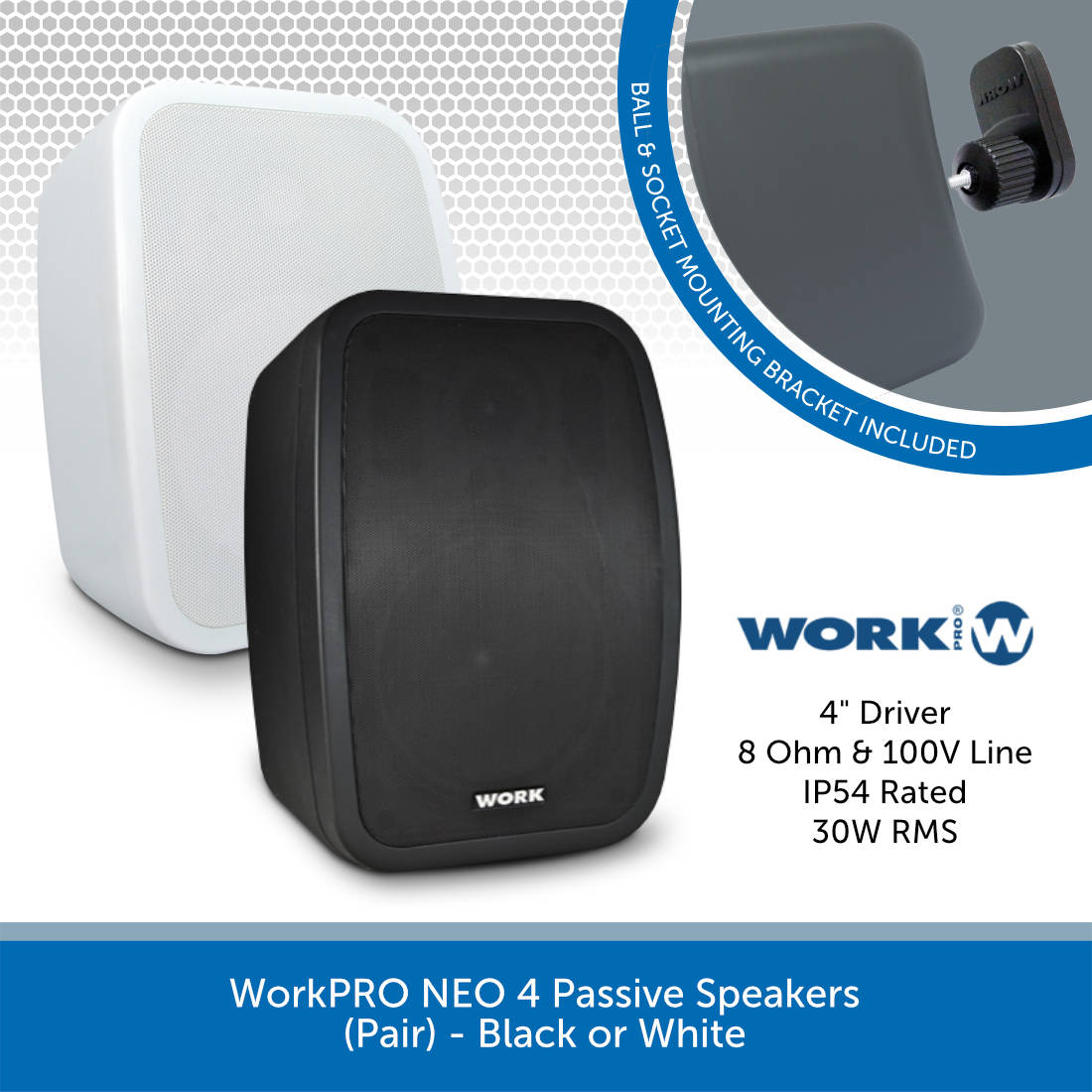 WorkPRO NEO 4 Passive Speakers (Pair) - Black or White | Audio Volt