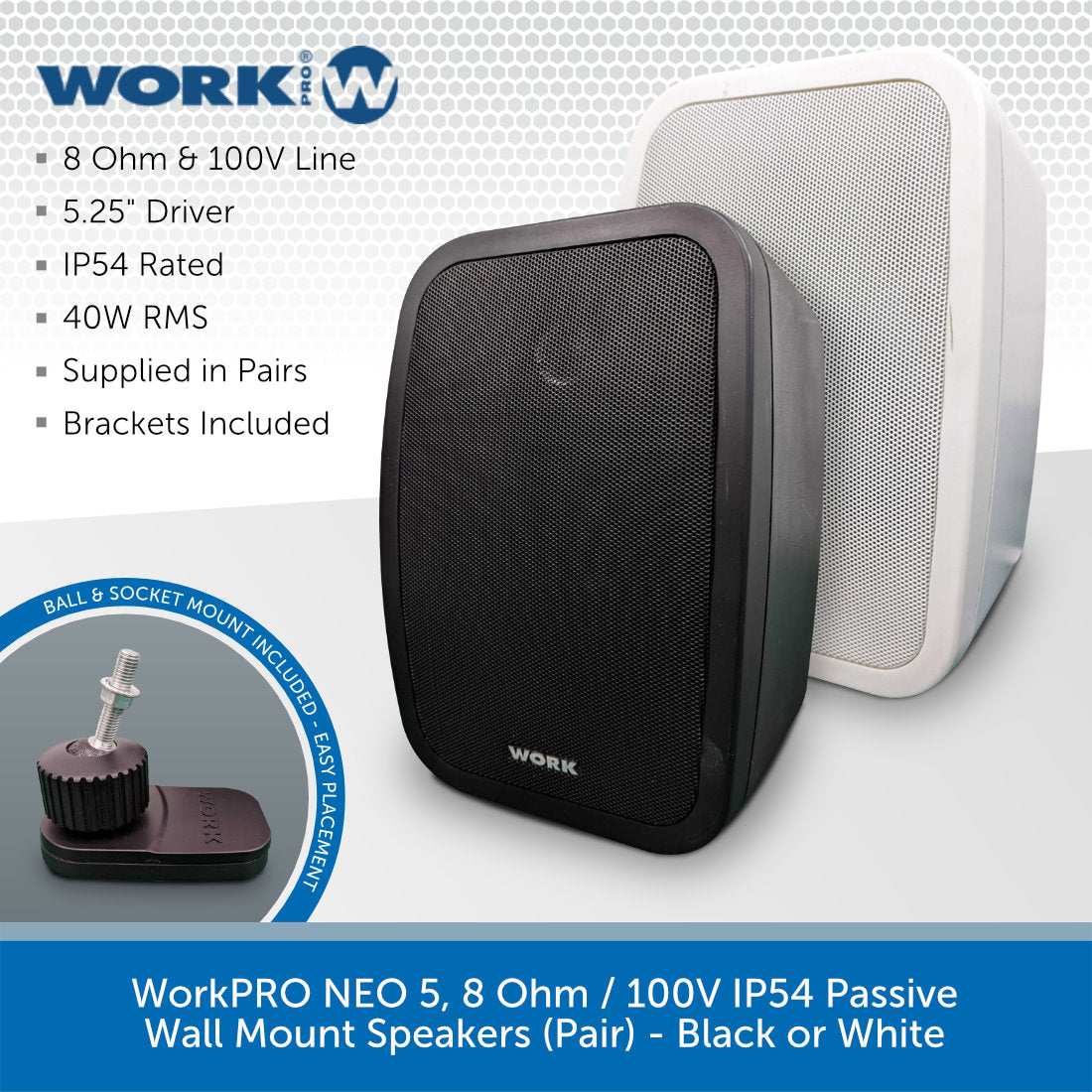 WorkPRO NEO 5 Passive Wall Mount Speakers (Pair) | Audio Volt