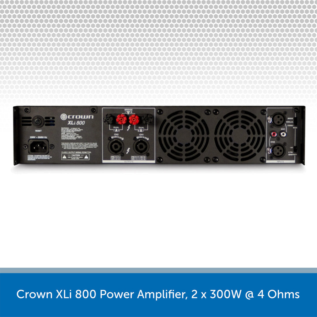 Crown XLi 800 Power Amplifier, 2 x 300W @ 4 Ohms | Audio Volt